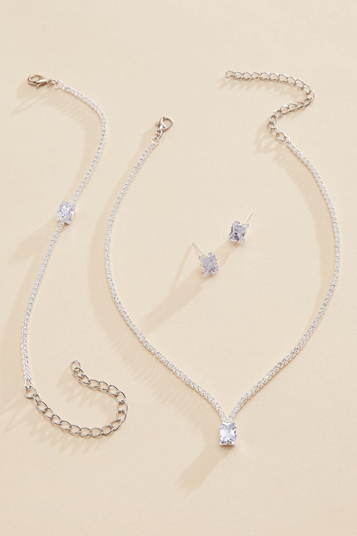 Versona square rhinestone stone jewelry set