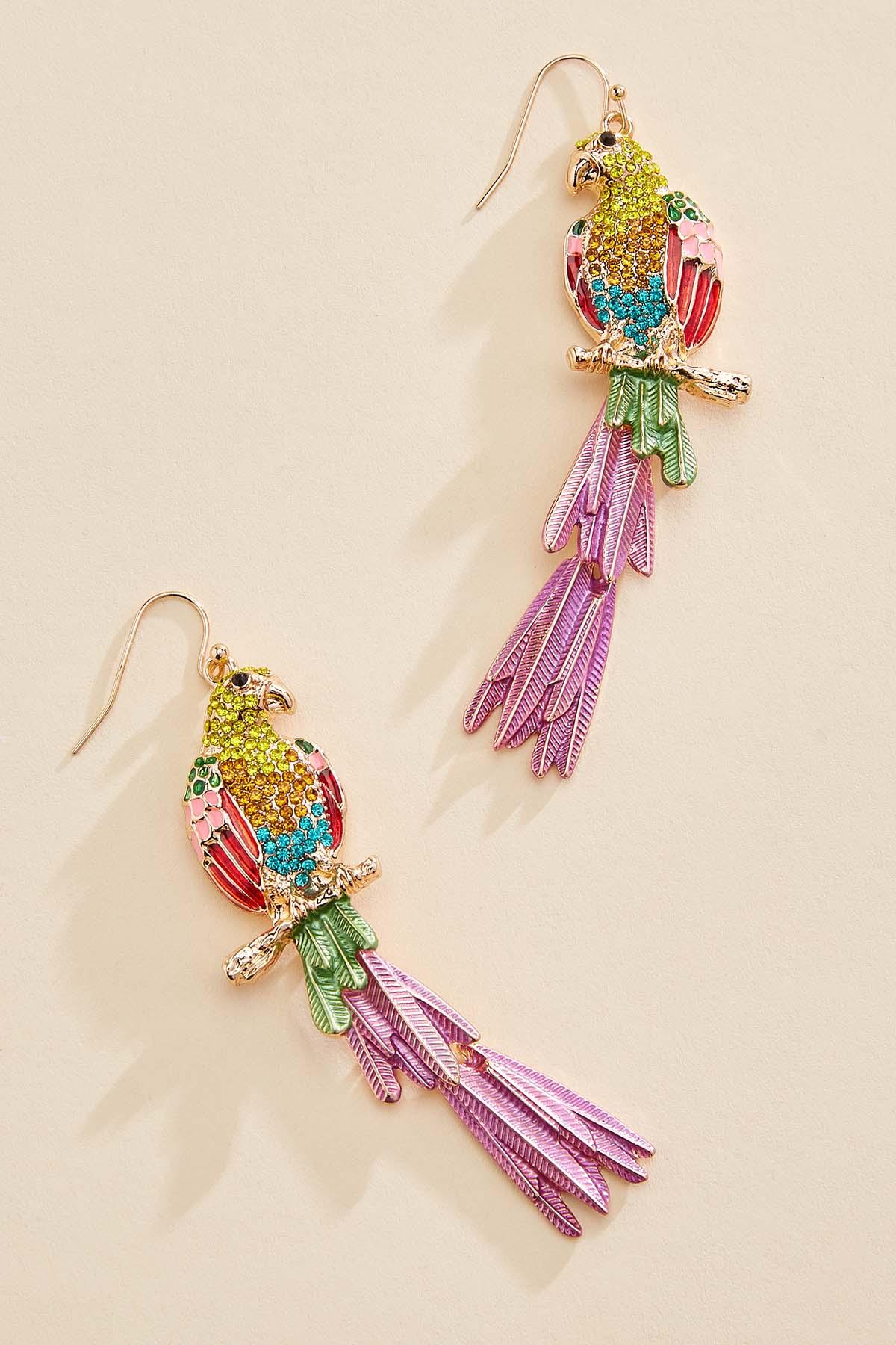 Versona | multicolor rhinestone parrot earrings