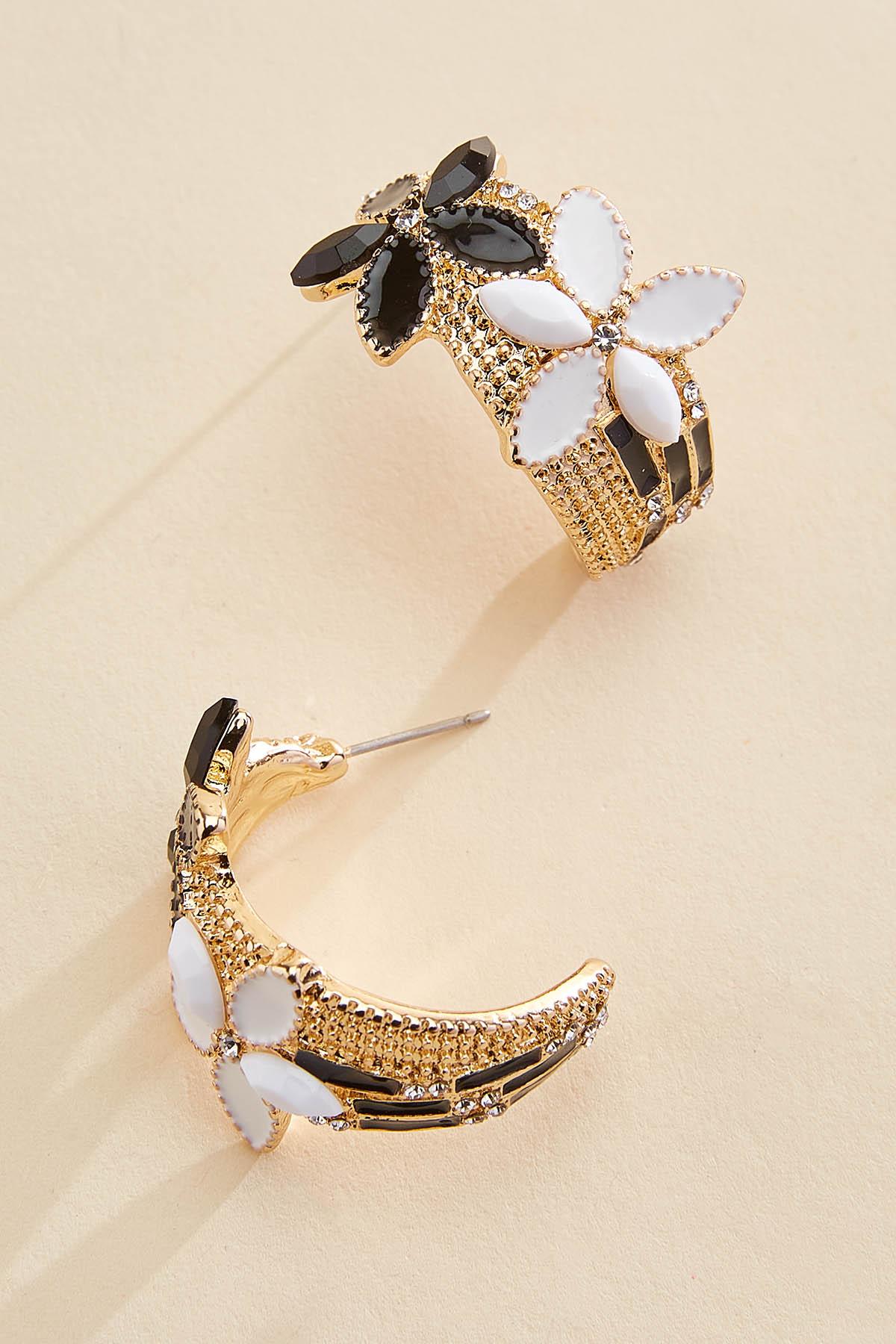 Versona | resin floral textured hoop earrings