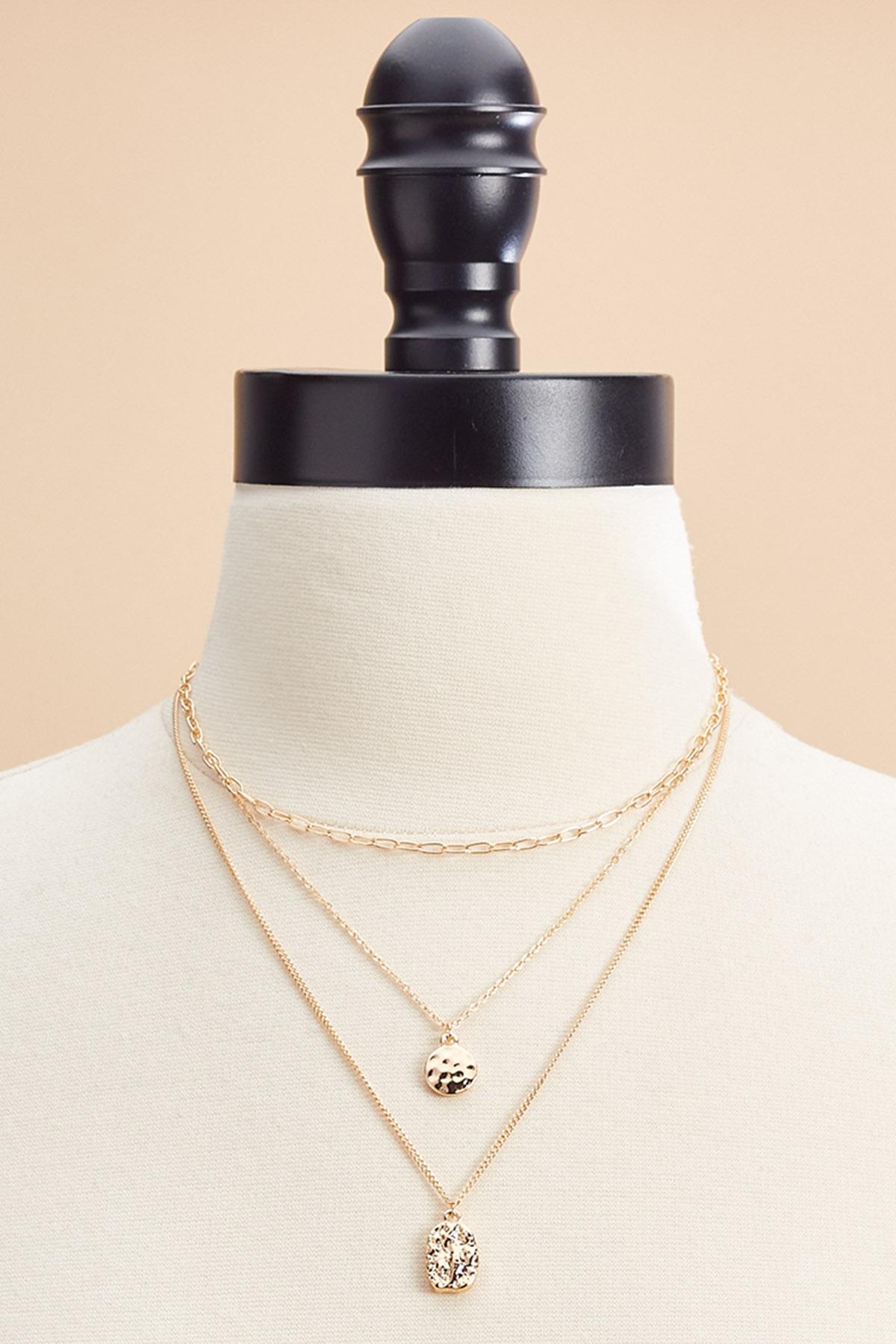 Versona | textured pendant layered necklace set